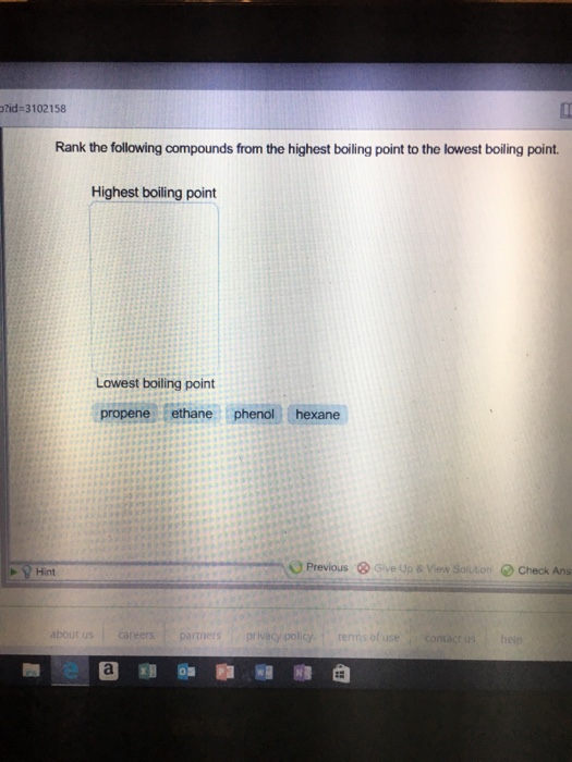 Solved Rank the following compounds from the highest boiling | Chegg.com