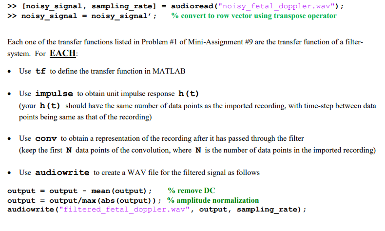 Solved ≫ [noisy_signal, sampling_rate] = | Chegg.com