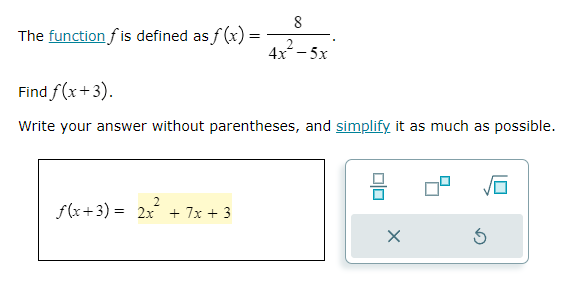 Solved The function f is defined as f(x)=4x2−5x8. Find | Chegg.com