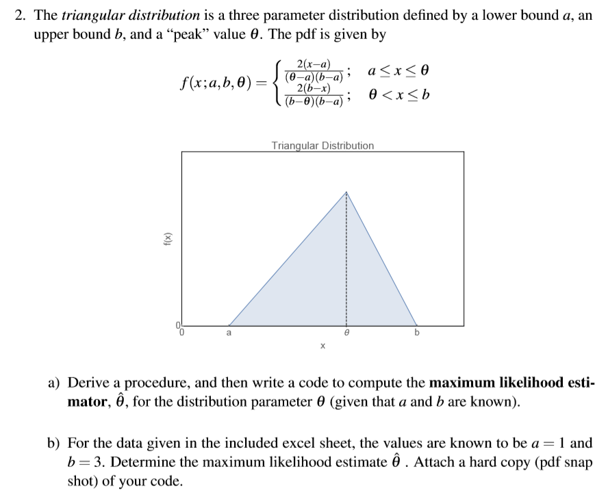 2. The triangular distribution is a three parameter | Chegg.com