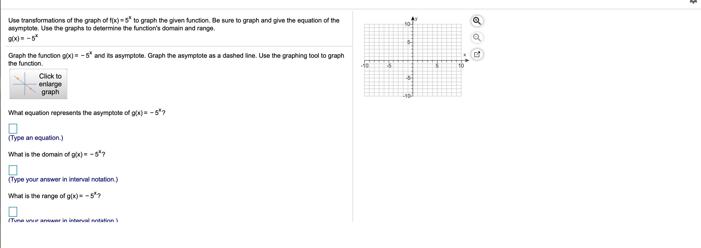 Solved > Use transformations of the graph of f(x) = 5x to | Chegg.com