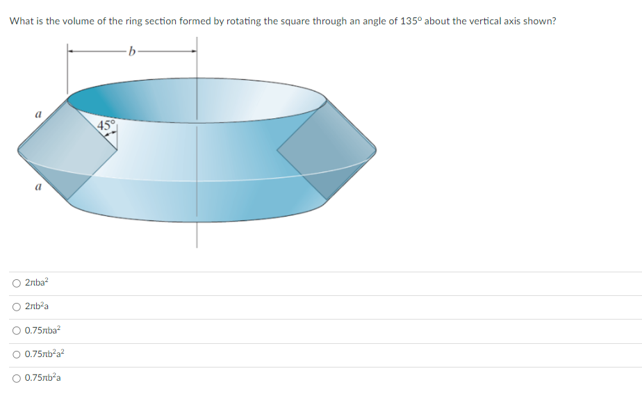 Solved What is the volume of the ring section formed by | Chegg.com