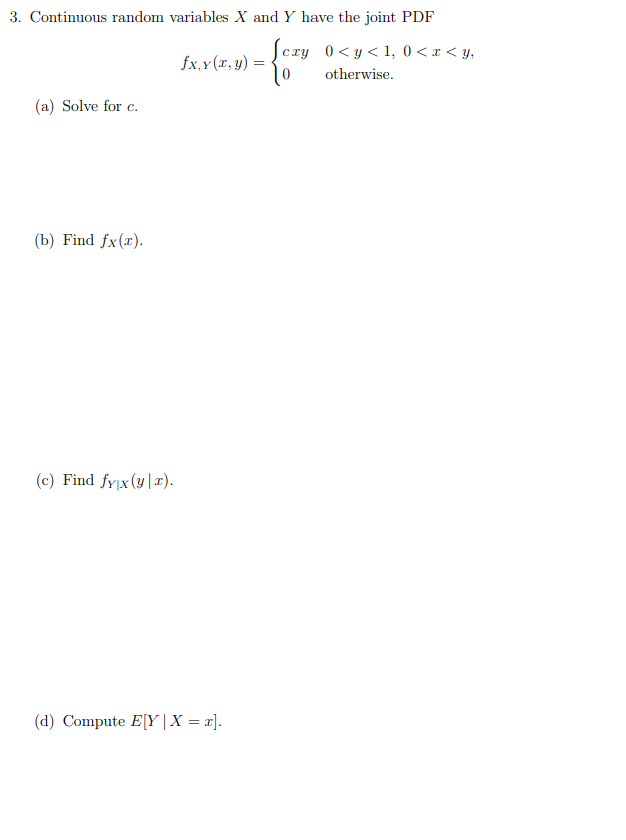 Solved 3. Continuous random variables X and Y have the joint | Chegg.com