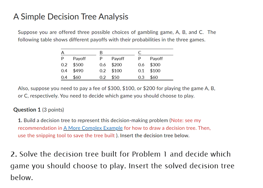 Solved A Simple Decision Tree Analysis Suppose you are | Chegg.com
