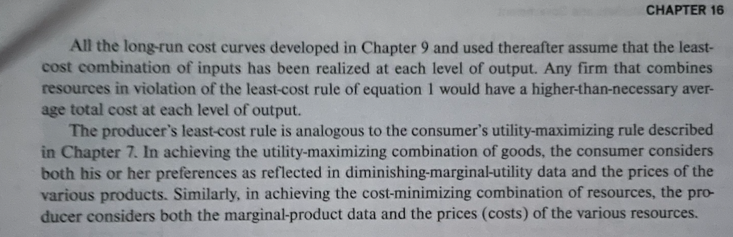 Solved The Least-Cost Rule least-cost combination of A firm | Chegg.com