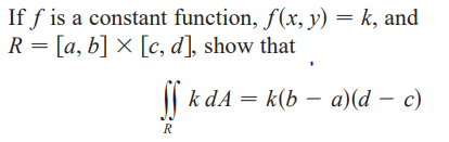 Solved If f is a constant function, f(x,y)=k, and | Chegg.com