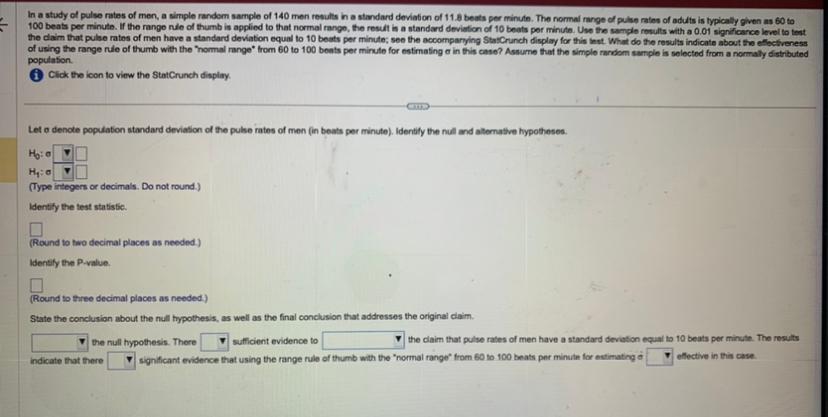 Solved One sample variance hypothesis test: g2: Variance of | Chegg.com