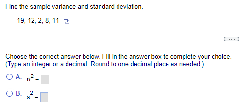 Solved Find the sample variance and standard deviation. | Chegg.com