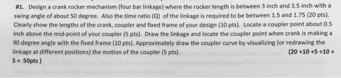 #1. Design a crank rocker mechanism (four bar | Chegg.com