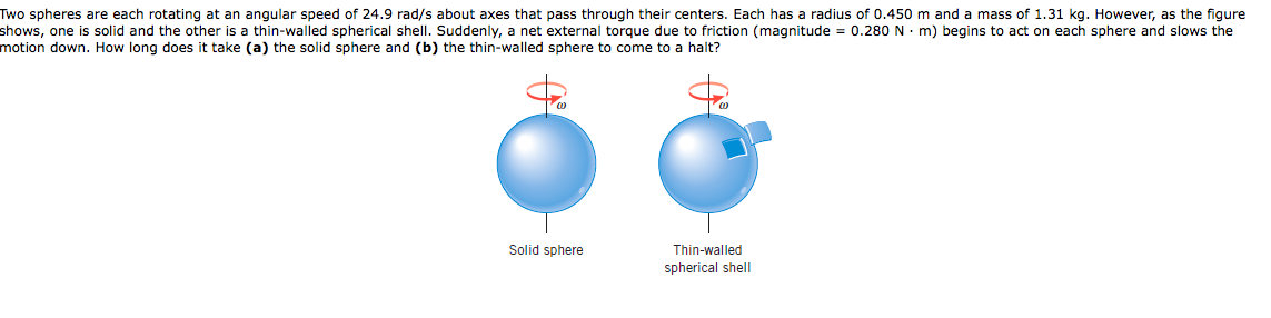 Solved Two spheres are each rotating at an angular speed of | Chegg.com