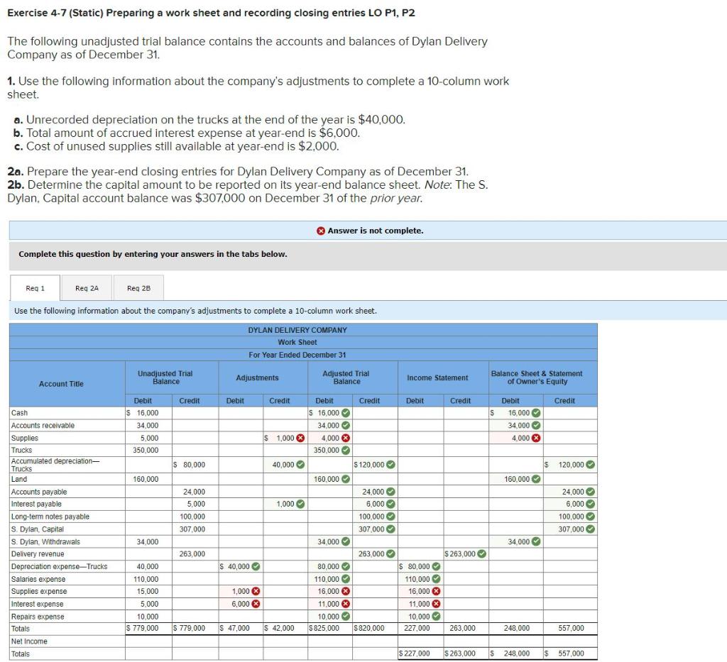 Solved Exercise 4-7 (Static) Preparing a work sheet and | Chegg.com