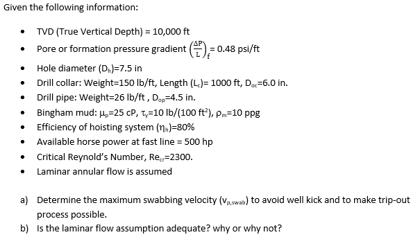 Solved Given the following information: TVD (True Vertical | Chegg.com