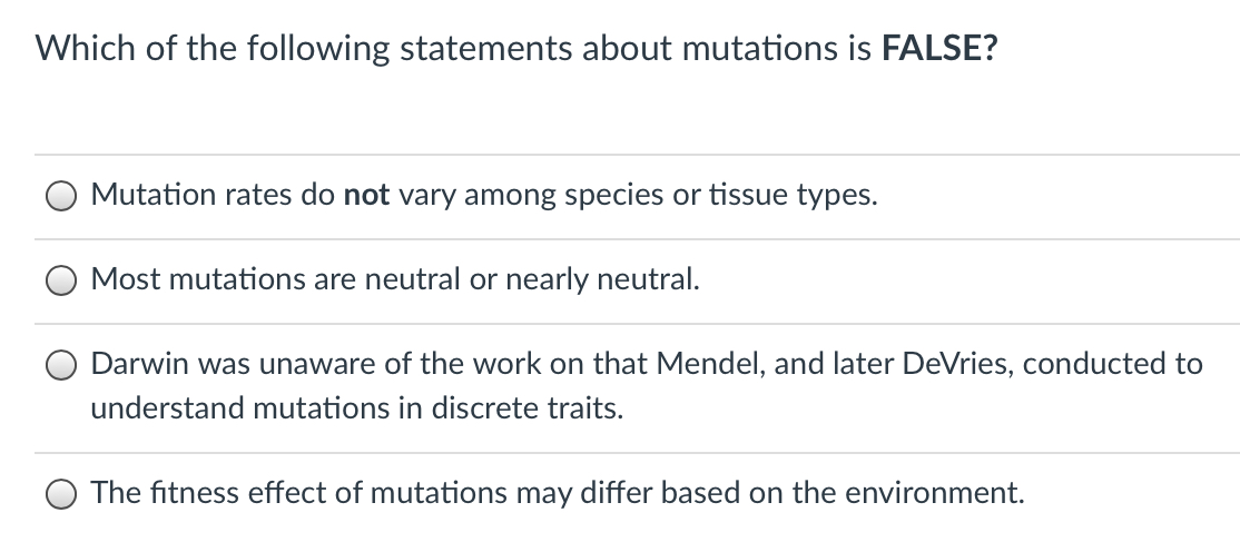 Solved Which of the following statements about mutations is | Chegg.com