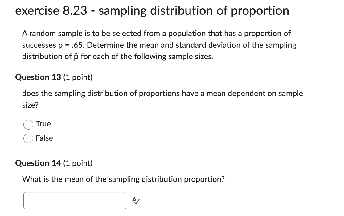 Solved exercise 8.23 - sampling distribution of proportion A | Chegg.com