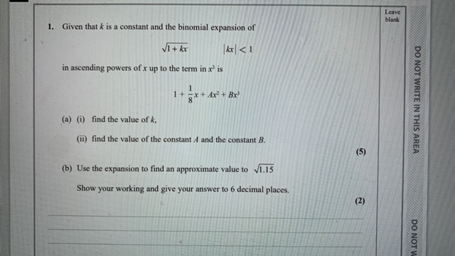 Solved 1. Given that k is a constant and the binomial | Chegg.com