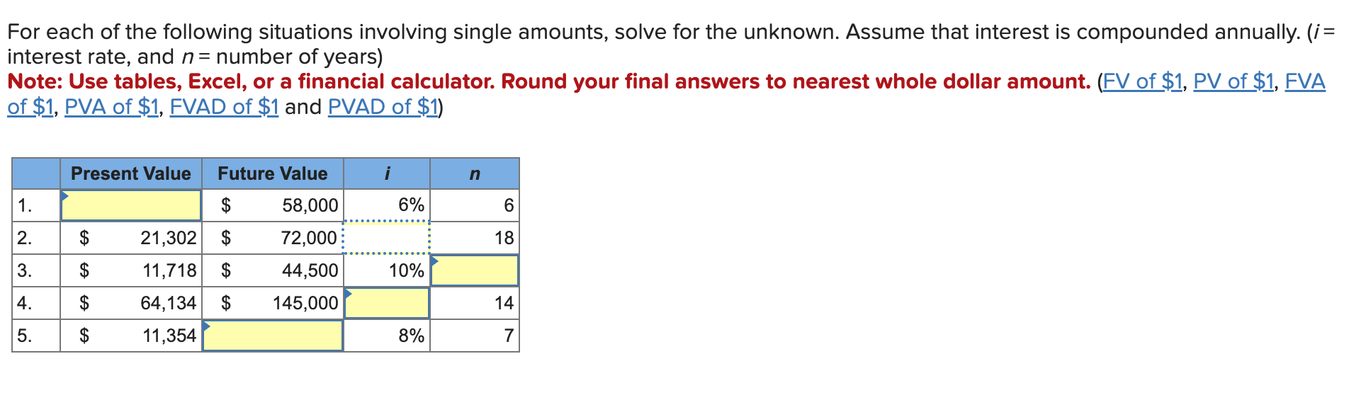 Solved For each of the following situations involving single | Chegg.com