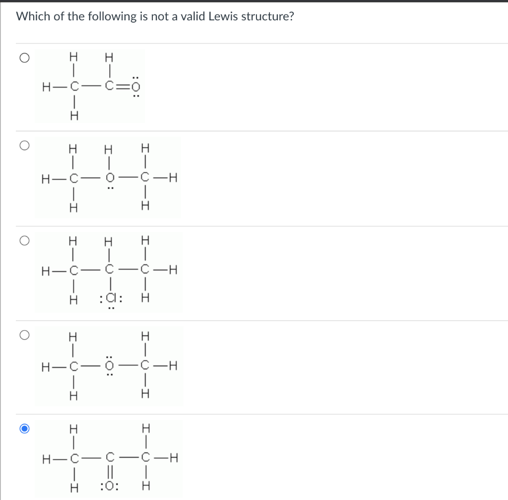 Solved Which of the following is not a valid Lewis | Chegg.com