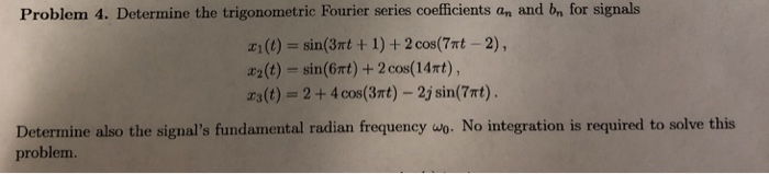 Solved Problem 4 Determine The Trigonometric Fourier Series