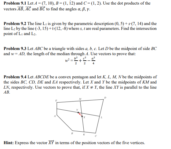 Solved Problem 9.1 Let A=(7,10),B=(1,12) and C=(1,2). Use | Chegg.com