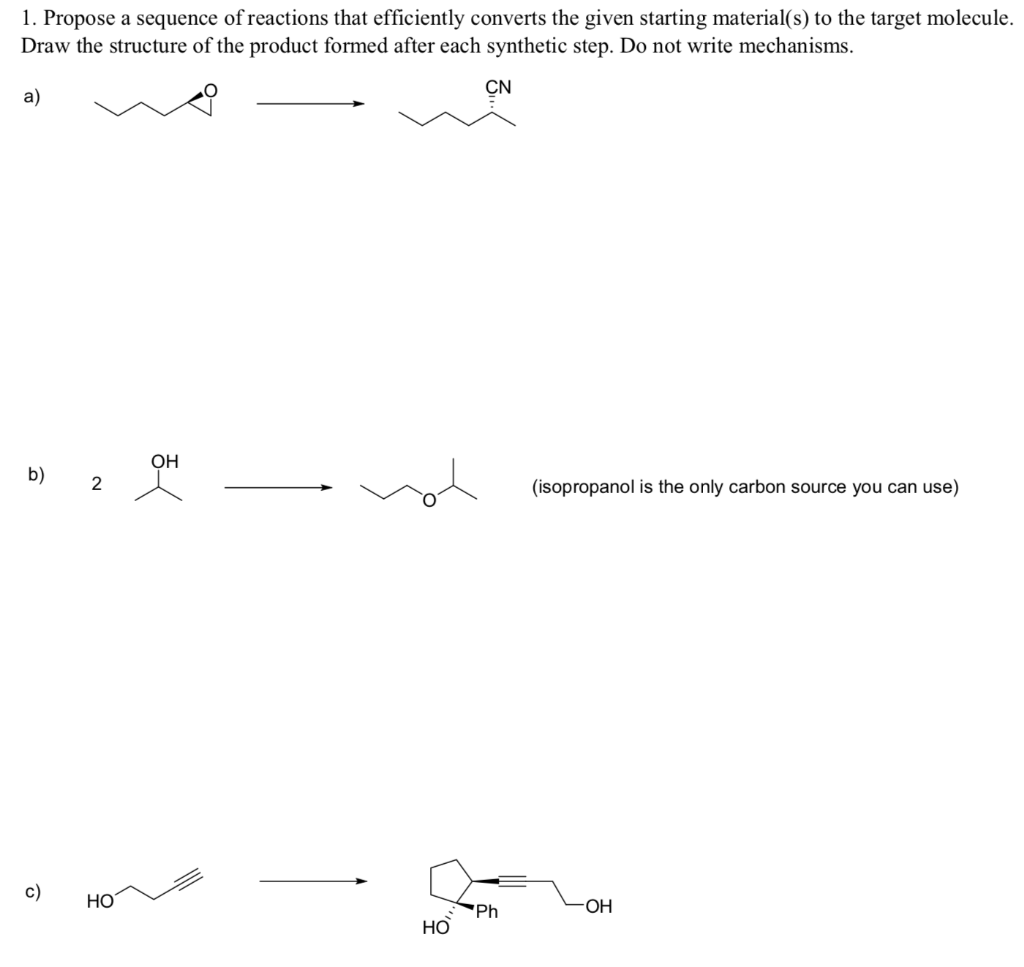 Solved 1. Propose a sequence of reactions that efficiently | Chegg.com