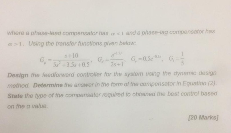 where a phase-lead compensator has α