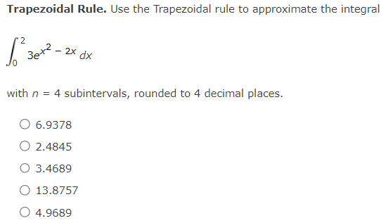 Solved Trapezoidal Rule. Use the Trapezoidal rule to | Chegg.com
