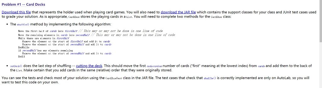 Problem #1-Card Decks Download this file that | Chegg.com