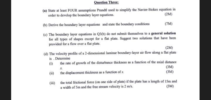 Solved Question Three: (a) State at least FOUR assumptions | Chegg.com