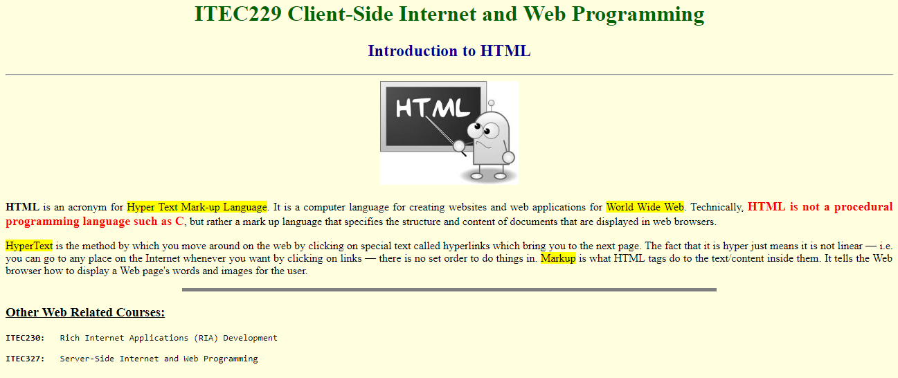 Solved ITEC229 Client-Side Internet and Web Programming | Chegg.com