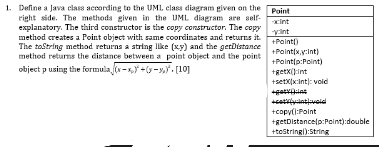 Solved 1. Define a Java class according to the UML class | Chegg.com