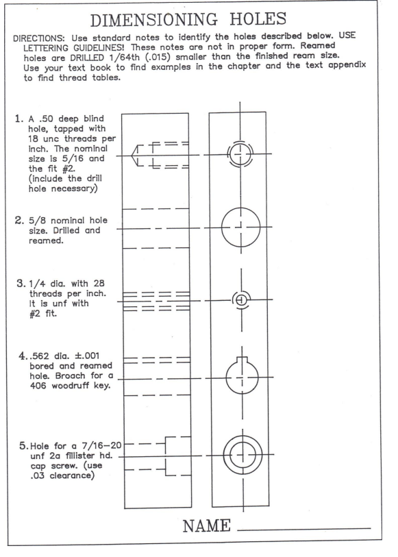 Solved DIMENSIONING HOLES DIRECTIONS: Use standard notes to | Chegg.com