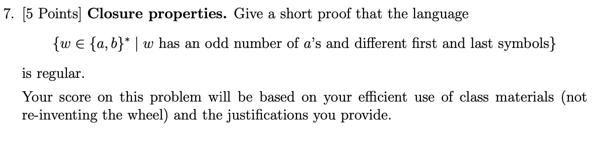 [5 ﻿Points] ﻿Closure properties. Give a short proof | Chegg.com