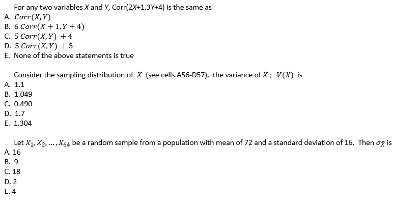 Solved For any two variables X and Y,Corr(2X+1,3Y+4) is the | Chegg.com