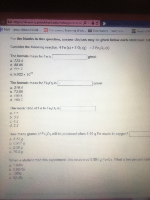 Solved Consider The Following Reaction 4 Fe S 3 O 2 G