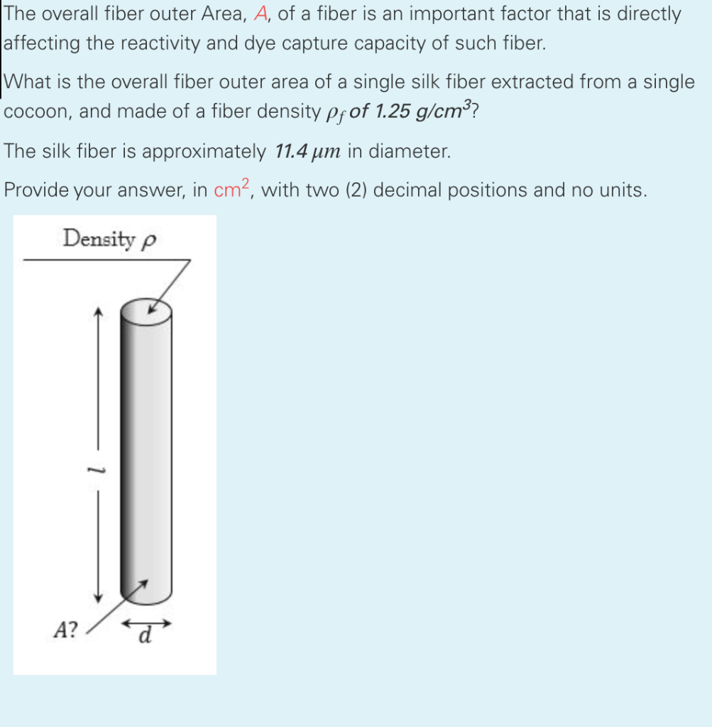 The overall fiber outer Area, A, of a fiber is an | Chegg.com