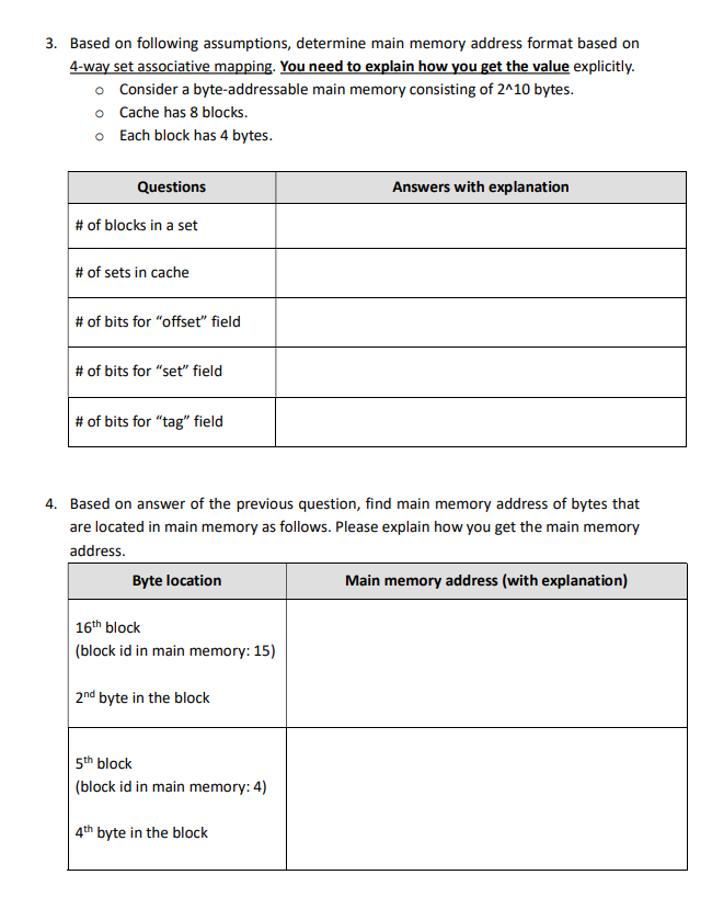 Solved 3. Based on following assumptions, determine main | Chegg.com