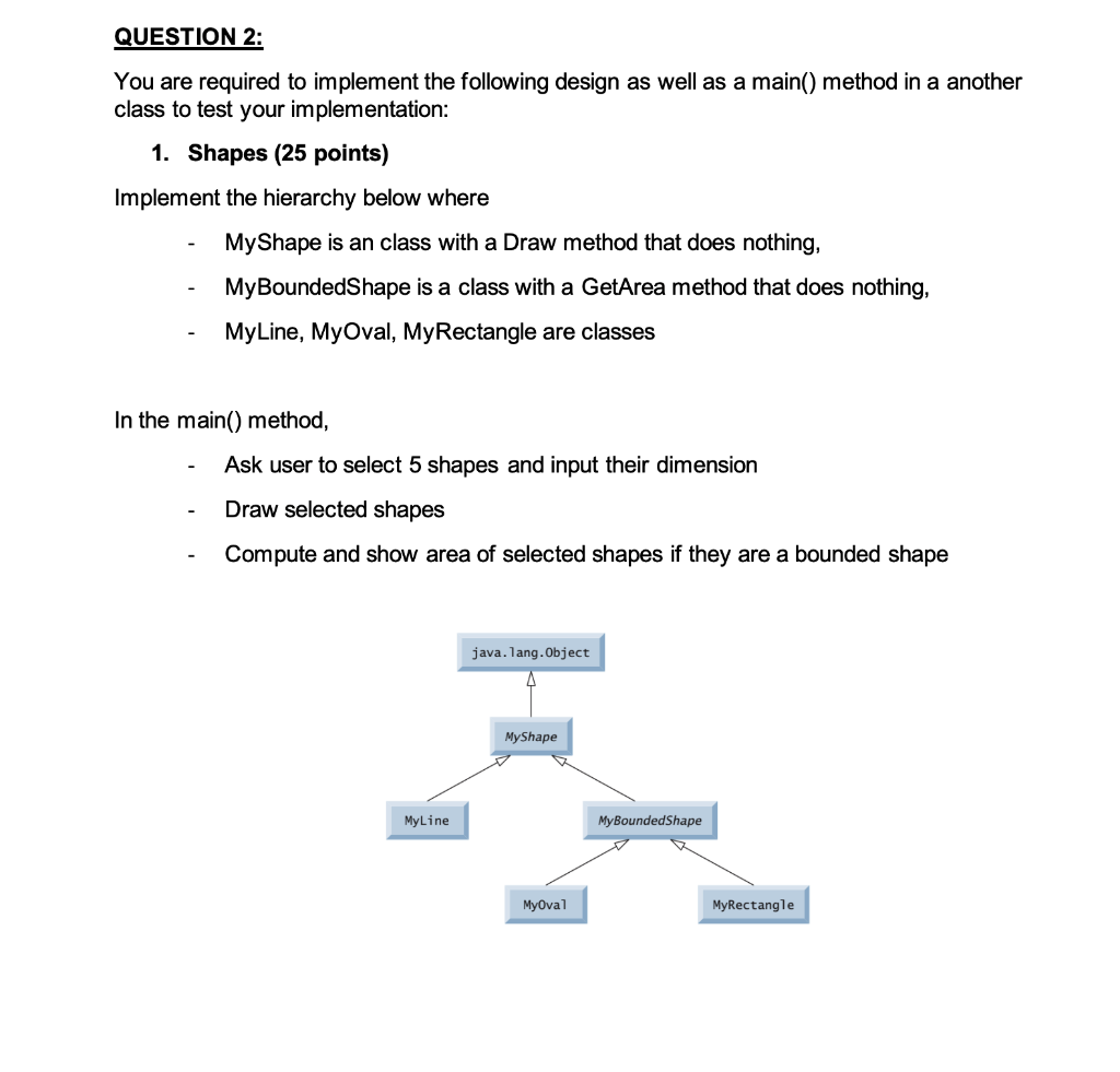 Solved You are required to implement the following | Chegg.com