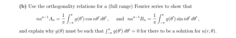 Solved (b) Use the orthogonality relations for a (full | Chegg.com