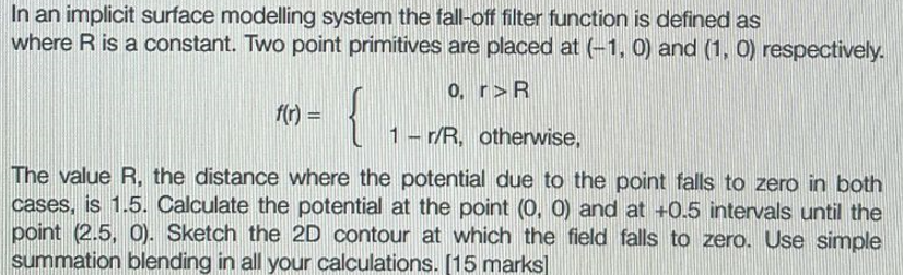 Solved In an implicit surface modelling system the fall-off | Chegg.com