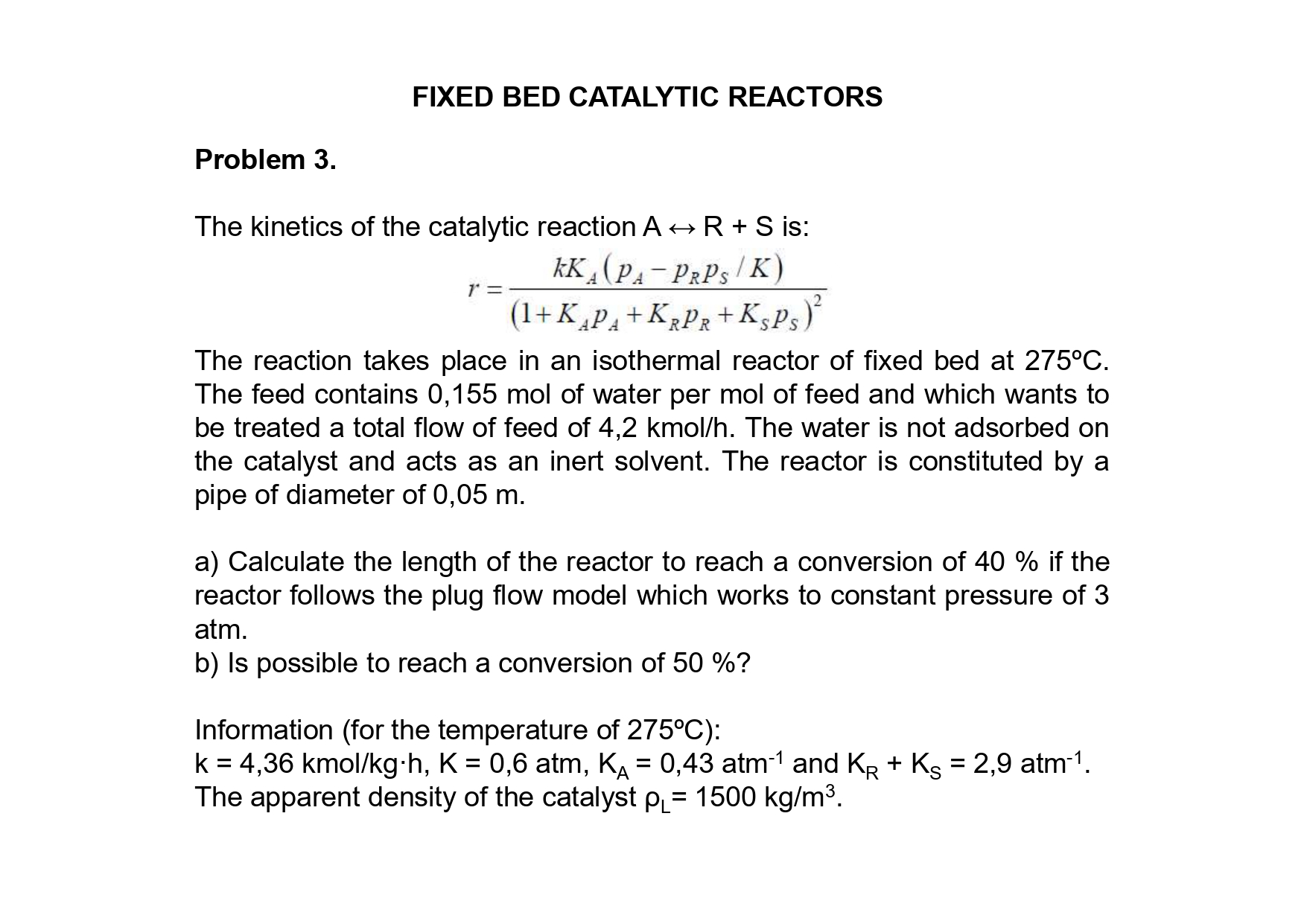Solved answer is 3.3 ﻿m (how)Problem 3.The kinetics of the | Chegg.com