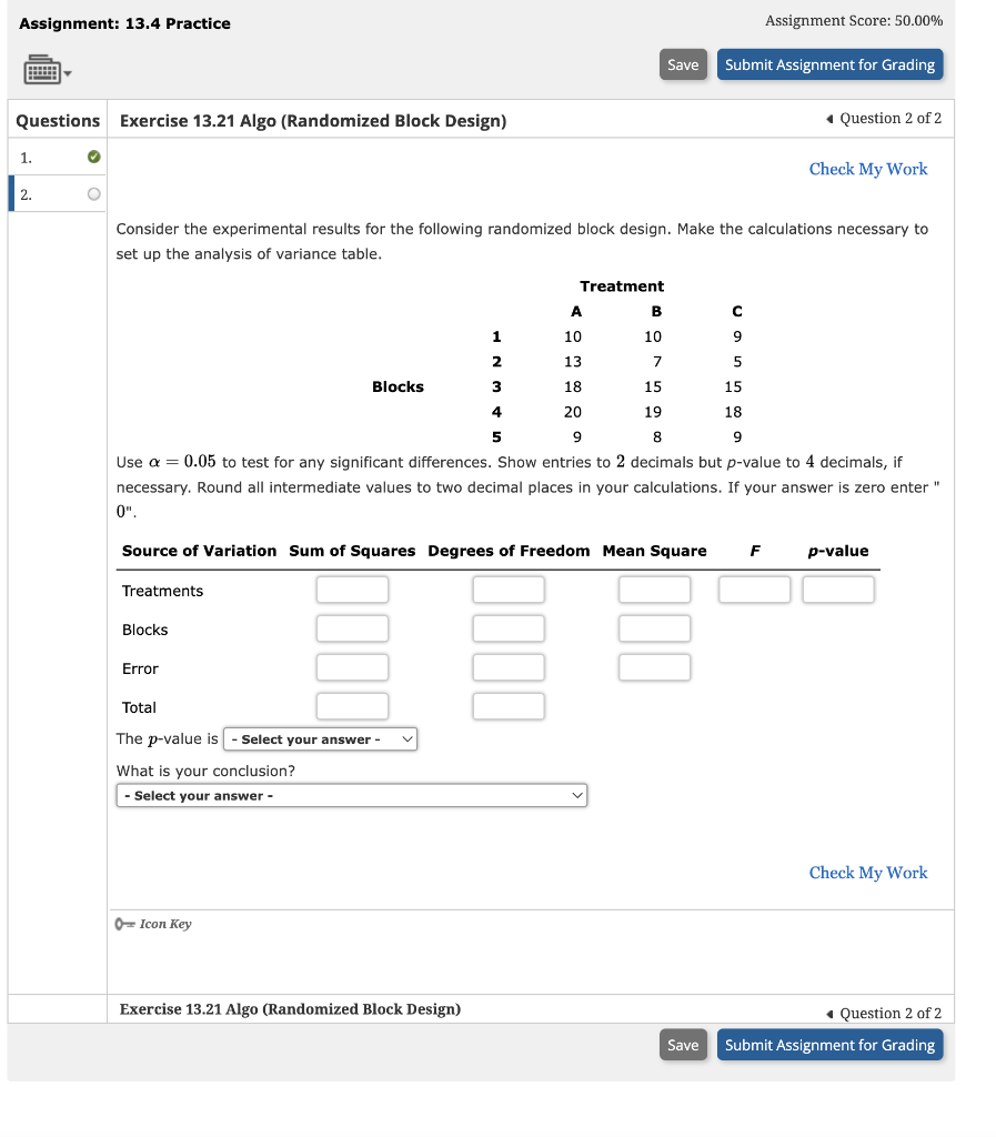 Solved Assignment: 13.4 Practice Assignment Score: 50.00% | Chegg.com