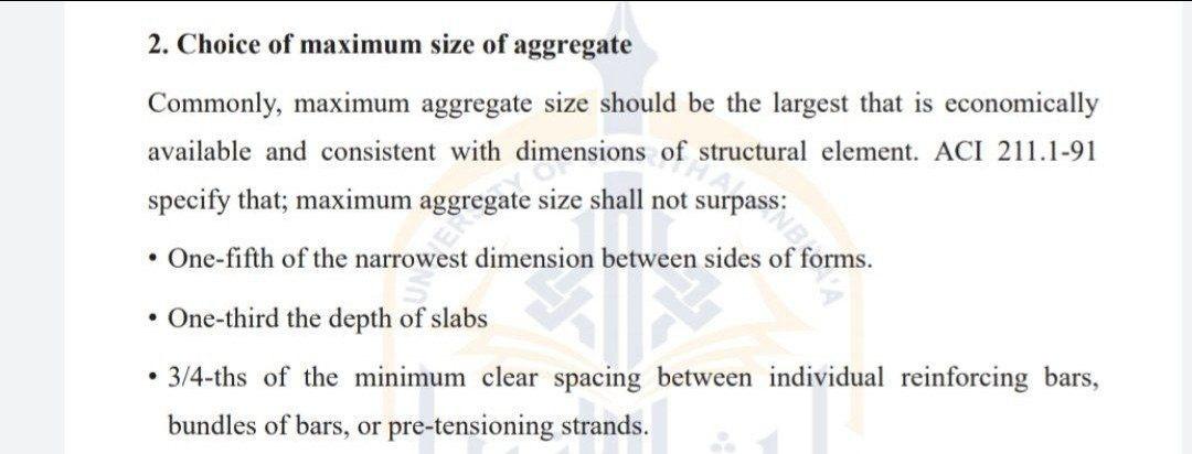 Solved 2. Choice of maximum size of aggregate Commonly, | Chegg.com
