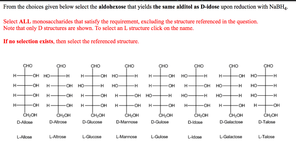 Solved From the choices given below select the aldohexose | Chegg.com