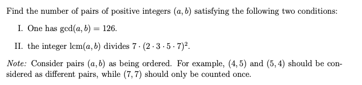Solved = Find the number of pairs of positive integers (a, | Chegg.com