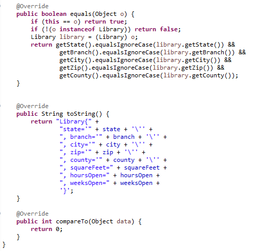 Solved Need some help with the compareTo() method in Library | Chegg.com