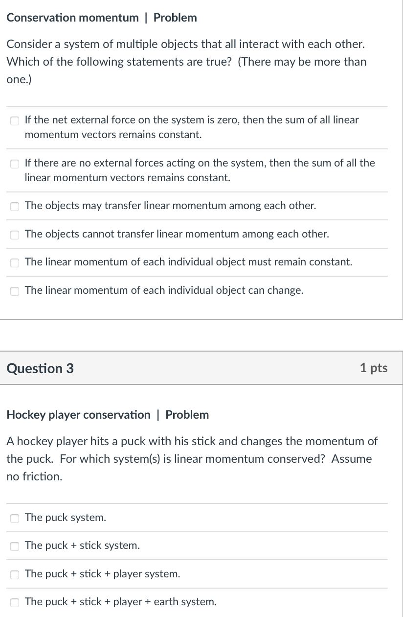 Solved Conservation momentum | Problem Consider a system of | Chegg.com
