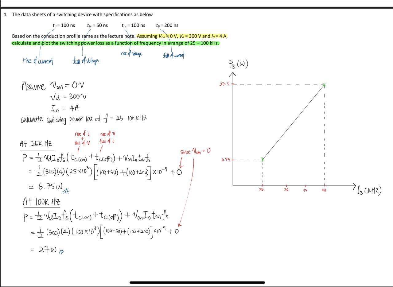 4. The data sheets of a switching device with | Chegg.com