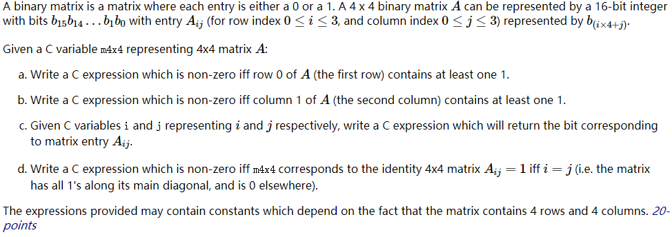 Solved A binary matrix is a matrix where each entry is | Chegg.com