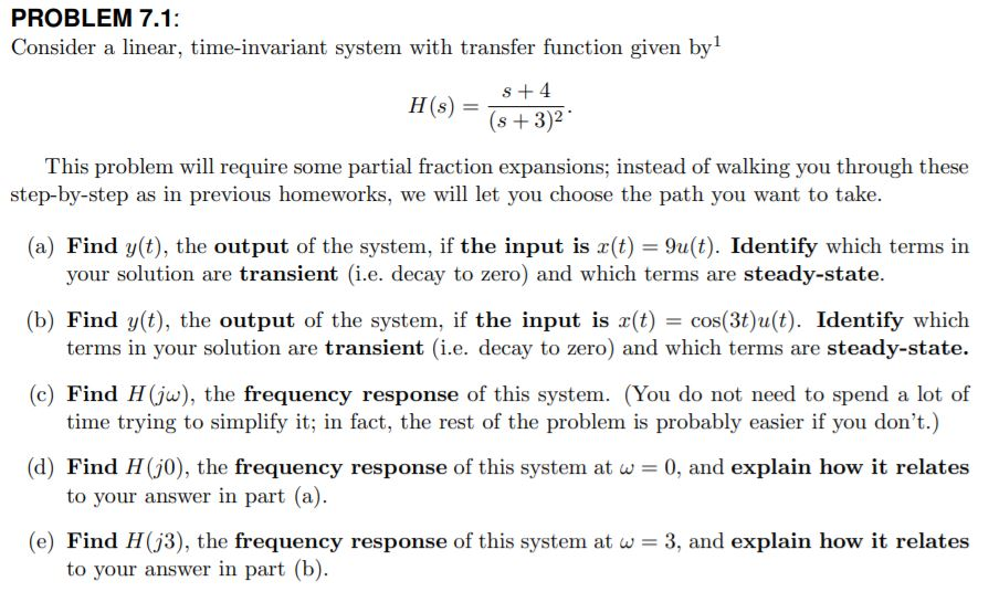 Solved Consider a linear, time-invariant system with | Chegg.com