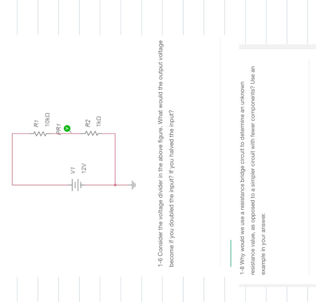 Solved 1-6 Consider the voltage divider in the above figure. | Chegg.com